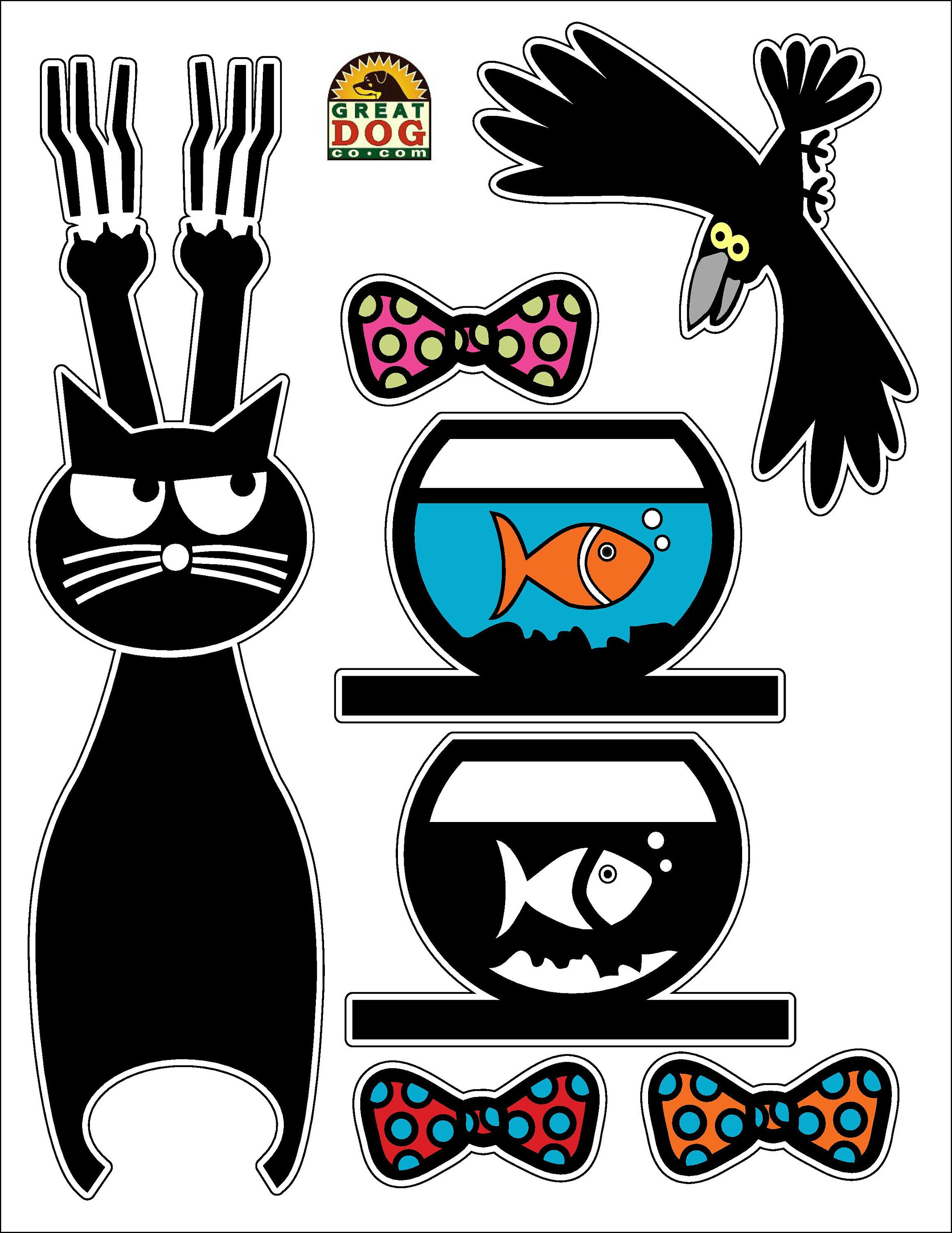 GREAT DOG Hooked on Tails Cat Wall Decal & Tail Hook Set Cat Wall Decal ...