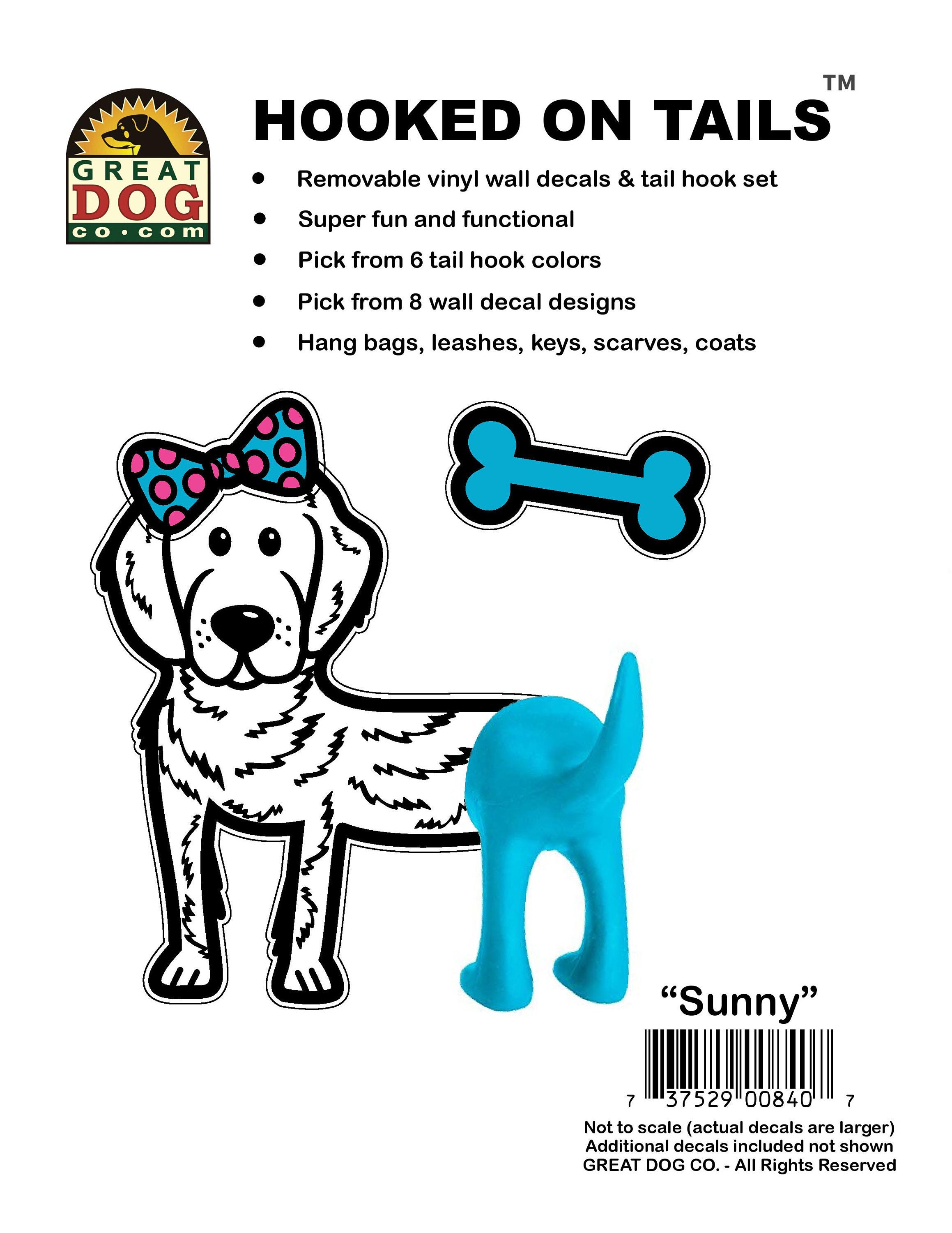 GREAT DOG Hooked on Tails Dog Wall Decal & Tail Hook Set - Etsy
