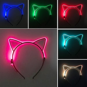 LED Cat Ears Headband, Cute Light up Dance Festival Fashion, Concert ...