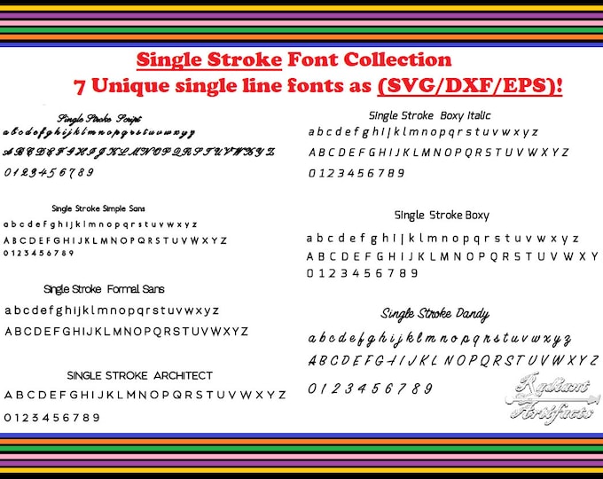 Bundle of 7 Unique Single Line/stroke Fonts for Axidraw Cricut ...