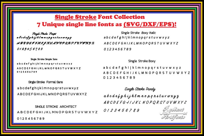 Bundle of 7 Unique Single Line/stroke Fonts for Axidraw Cricut - Etsy