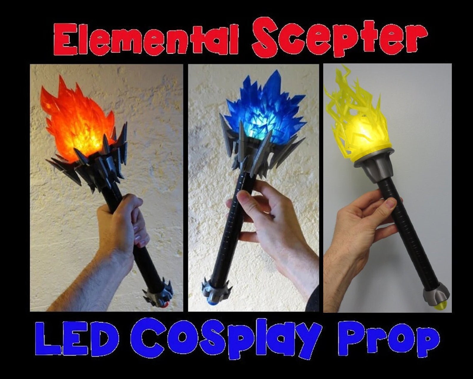 LED Cosplay Staff: Fire Ice Wind Water Electricity - Etsy