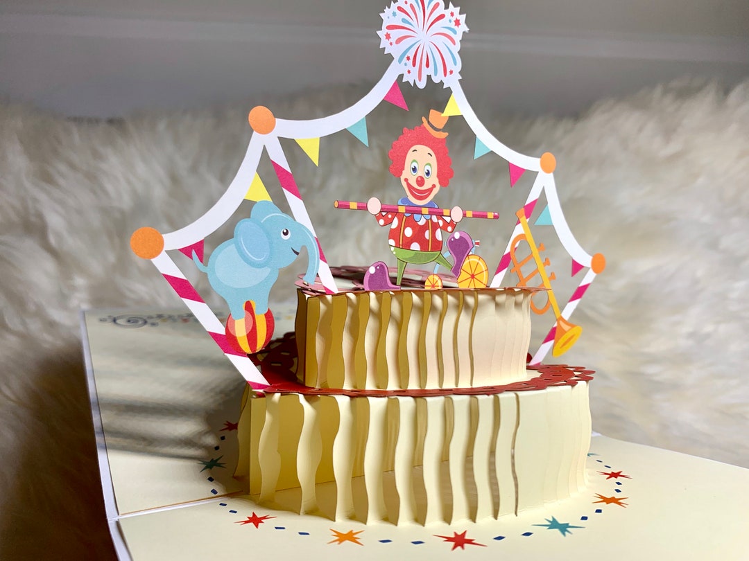 Clown Cake/ Happy Birthday/special Birthday Card,mother's Day Card ...