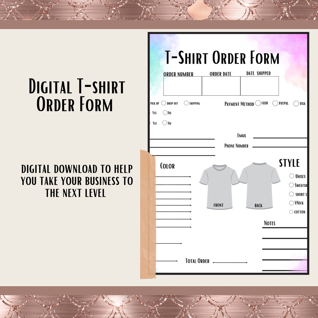 Tshirt Invoice Form Business Forms Do It Yourself Digital - Etsy