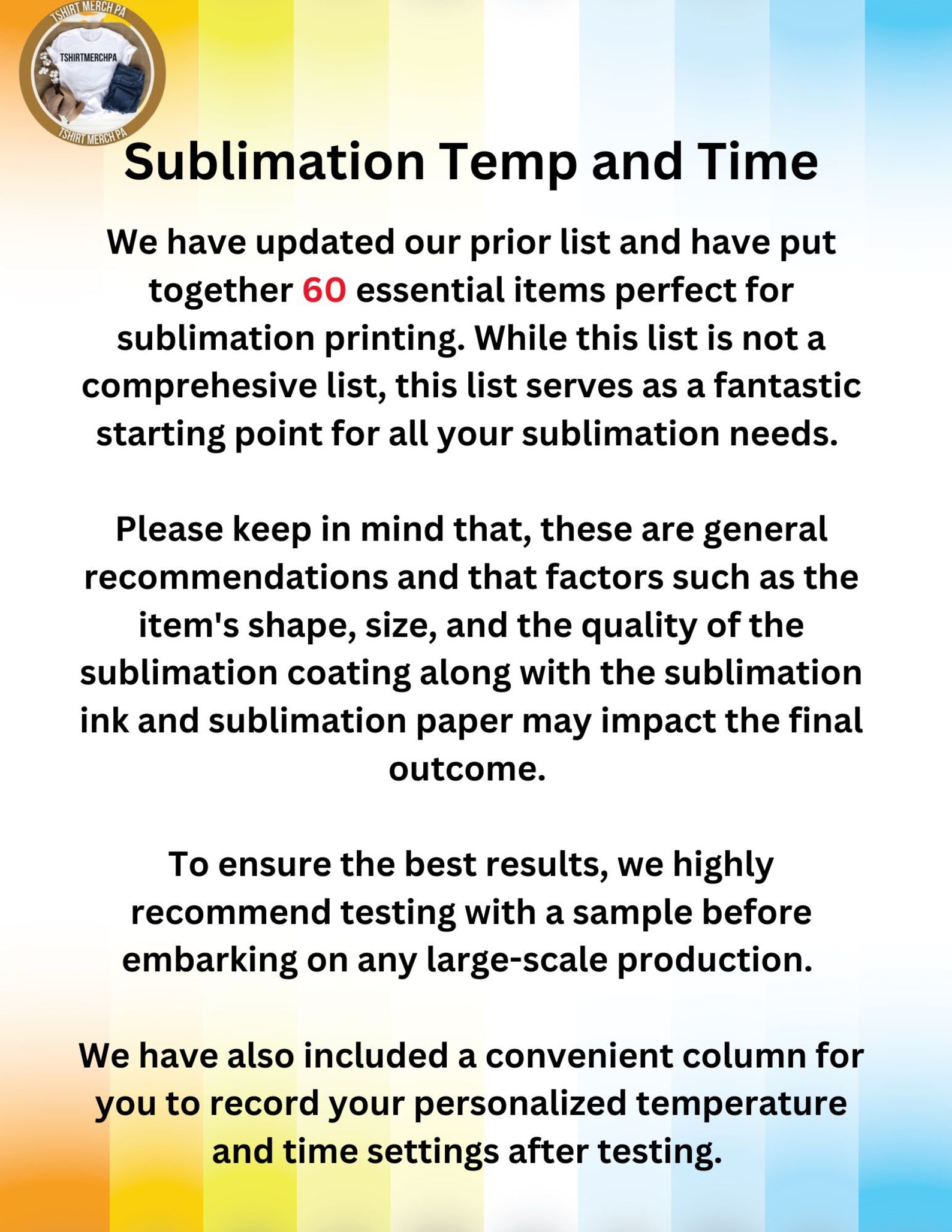 Sublimation Heat Press Temperature Guide Pressing Guide for - Etsy