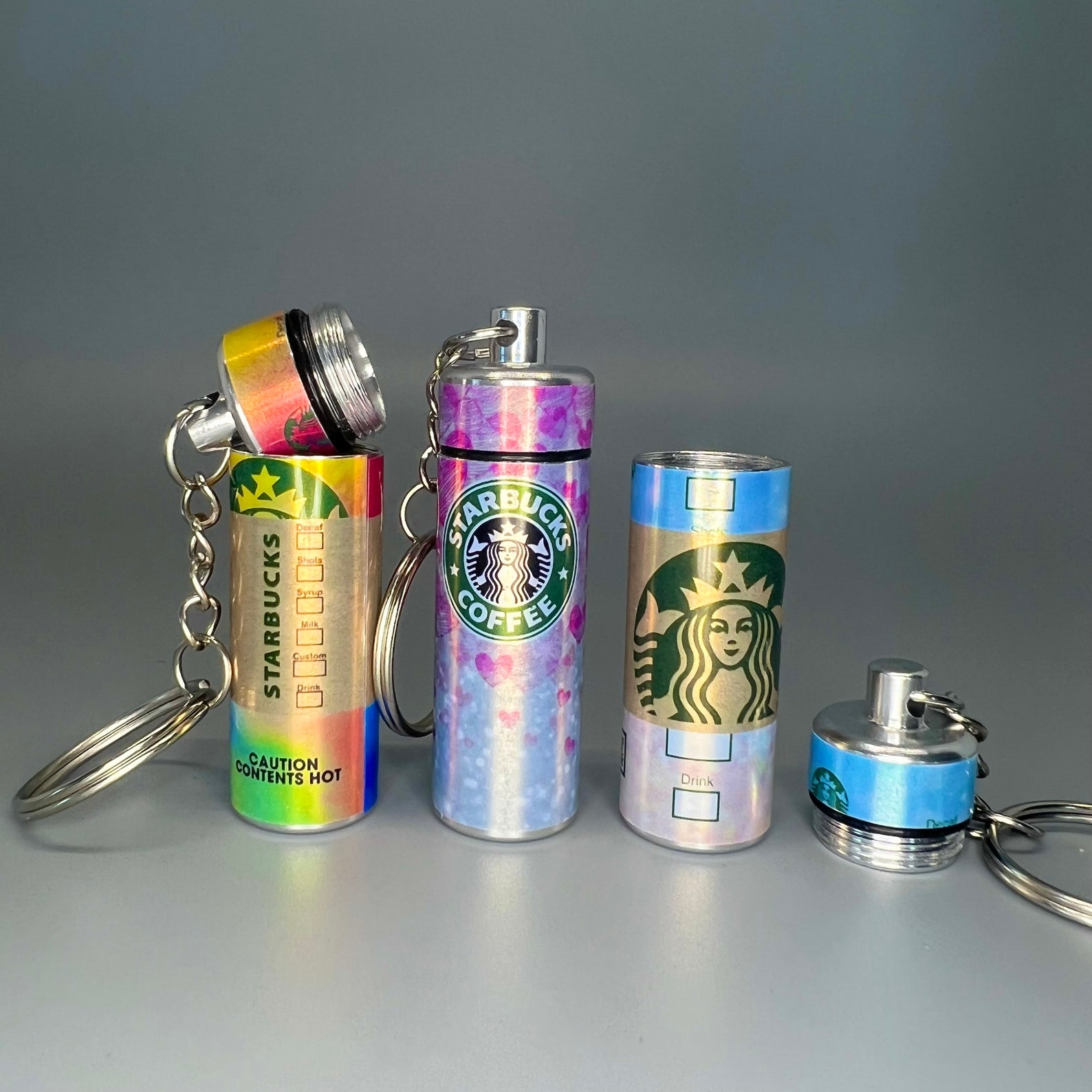 Mini Starbucks Key Chain Coffee Cup Pill Box W/ Matching - Etsy