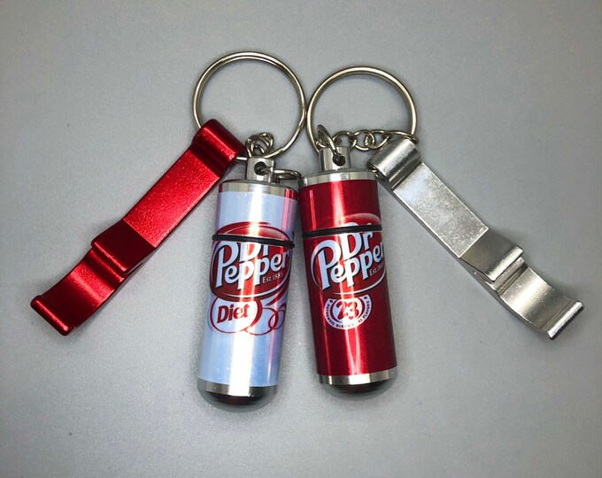 Mini Dr Pepper Can Key Chains - Pill Box - Soda Can - W/ Bottle Opener ...