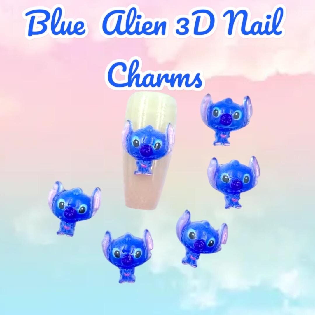 Cute Mini Blue Alien Resin Figurine Crafts Cabochon Manicure Nails ...