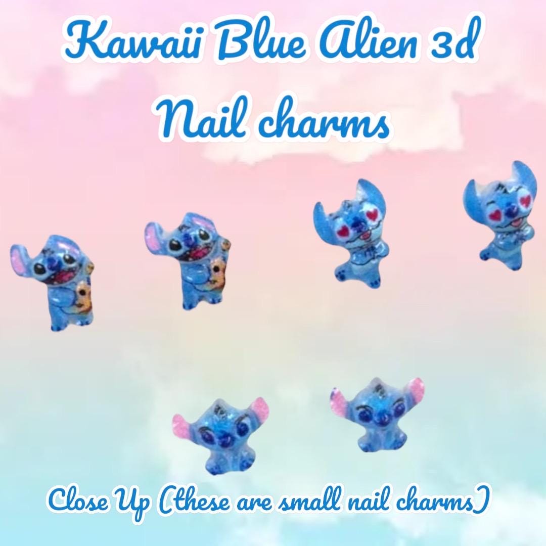 Cute Mini Blue Alien Resin Figurine Crafts Cabochon Manicure Nails ...