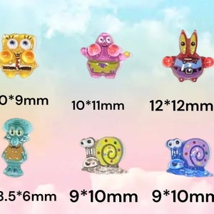 Kawaii Sponge and Friends Cartoon Nails Decoration Resin Nail Art ...