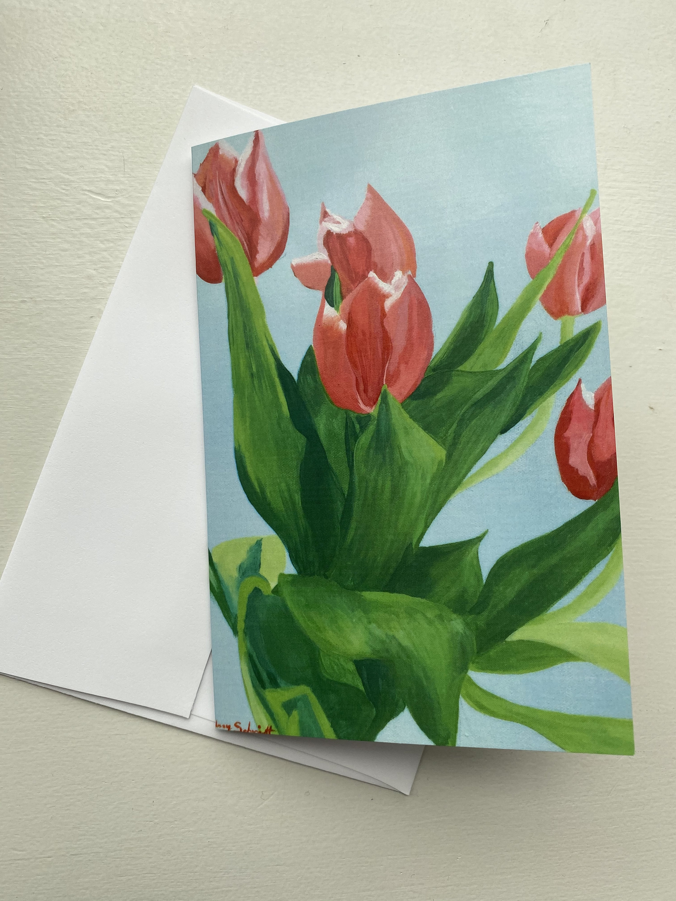 Set of 4 Tulips Blank Greeting Cards, Four Note Cards With Envelope for ...