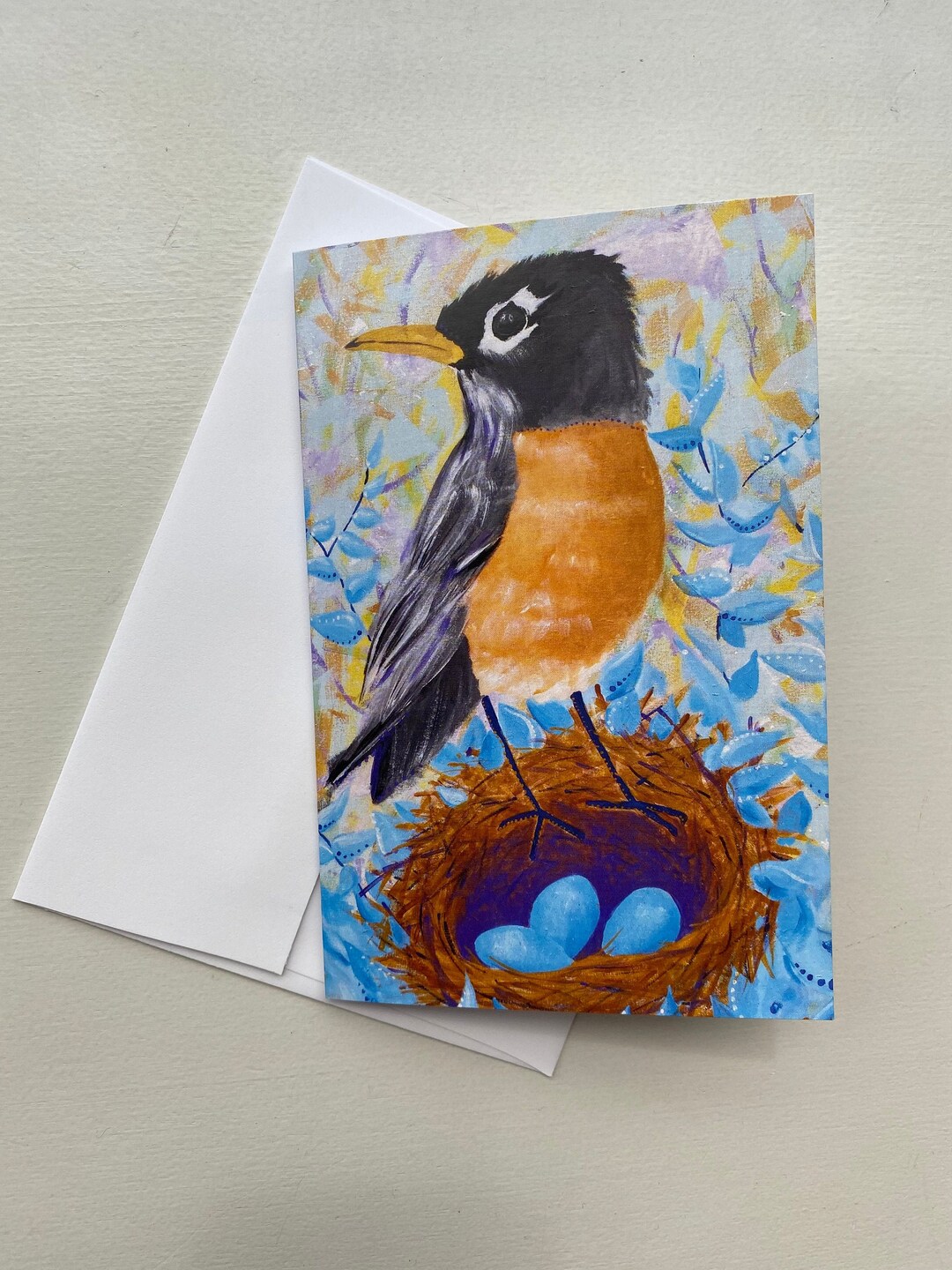 Set of 4 Robin Nest Blank Greeting Cards, Four Note Cards With ...