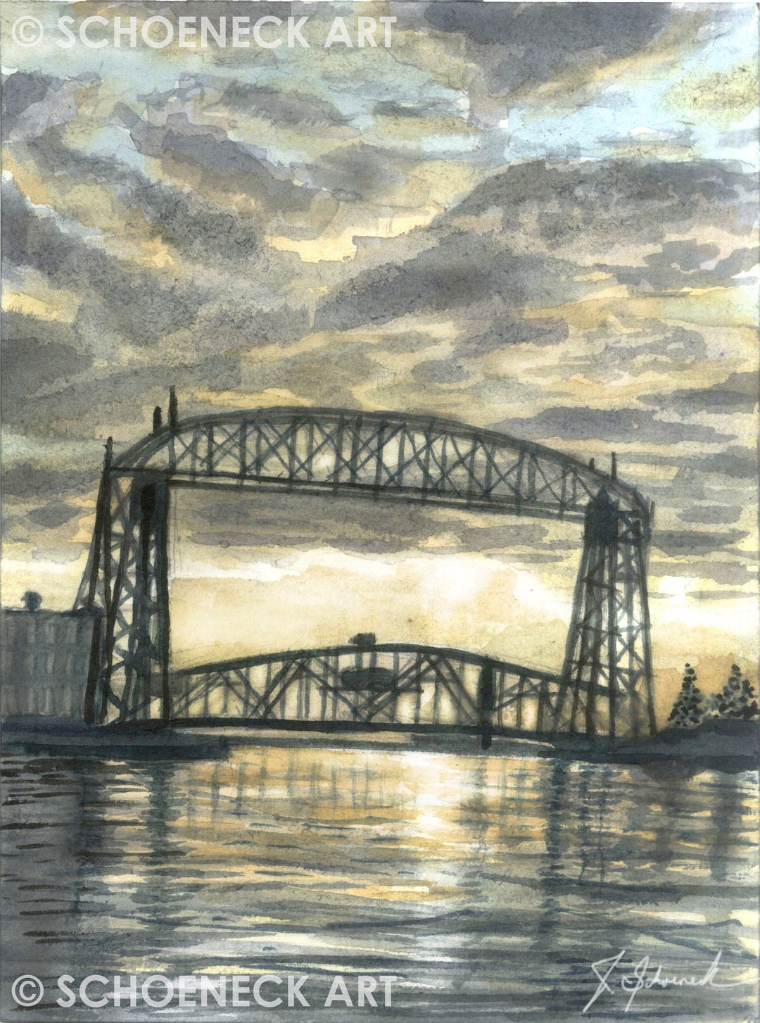 Duluth Bridge - Small Watercolor Print - Etsy