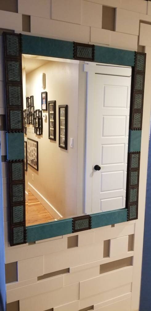 Hand Tooled Leather Wrapped Mirror - Etsy