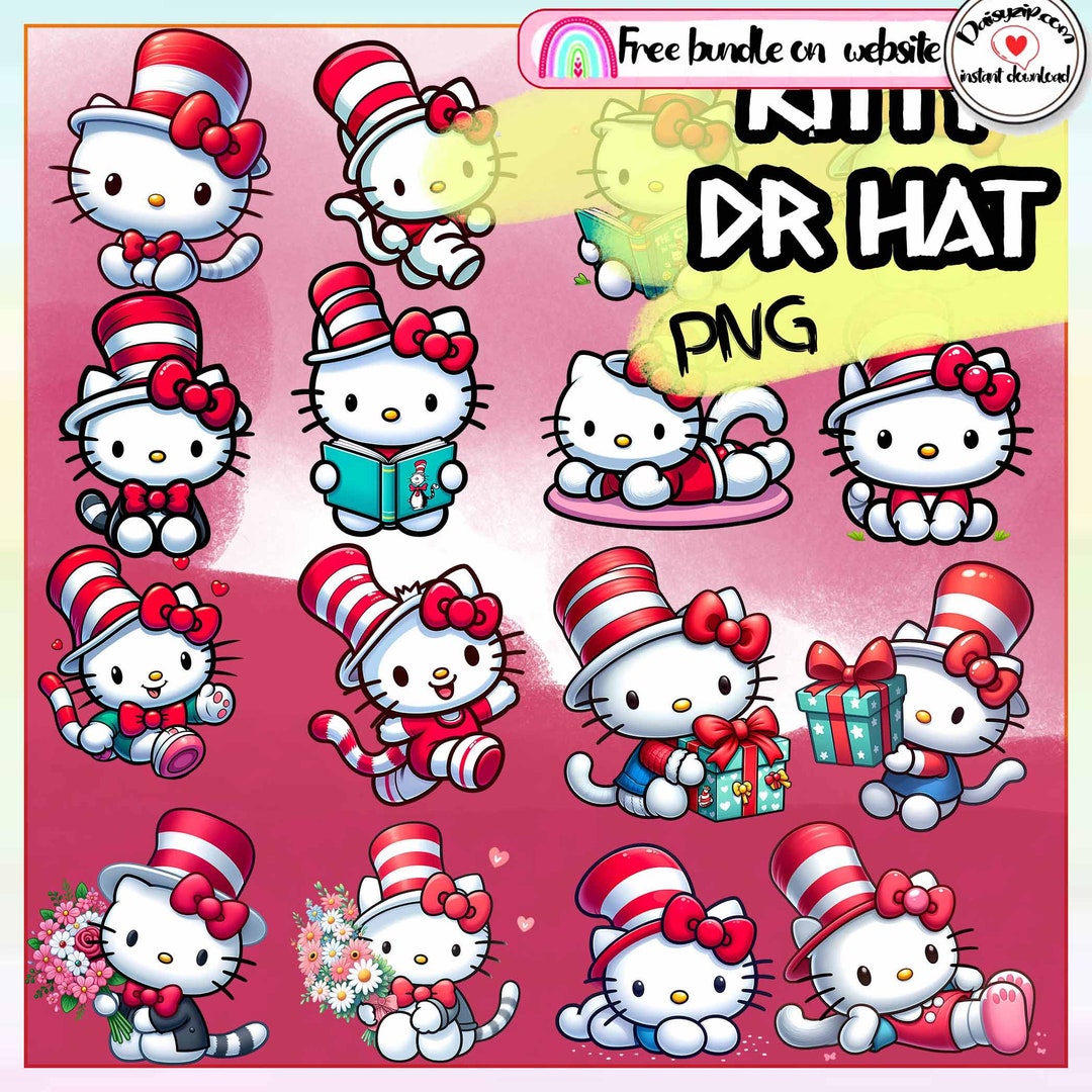 Kitty Dr Seuss Png, Kawaii Kitty Png Bundle, Kitty With Heart, Kitty ...