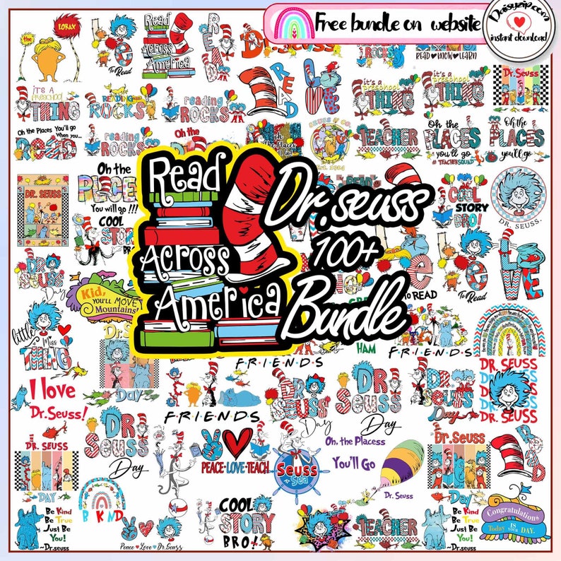Dr. Seuss Svg Mega Bundle, Cat in the Hat Svg, Green Eggs and Ham Svg ...