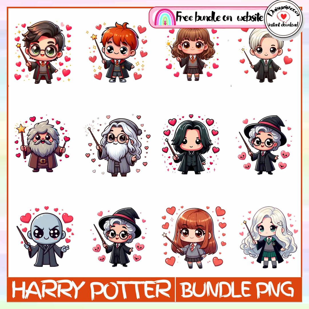 Potter Chibi Valentine Png, Magic Wand SVG, HP Hogwarts Alumni ...