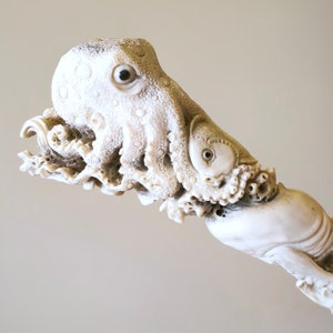 Knife Handle of Deer Antler, Carved Octopus - Etsy