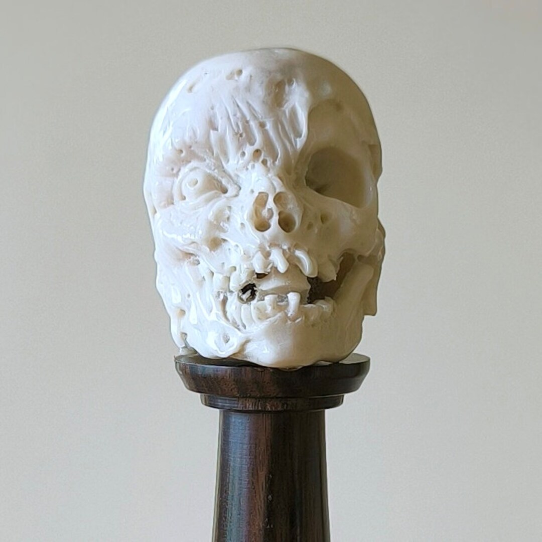 Human Skull Carving of Deer Antler - Etsy