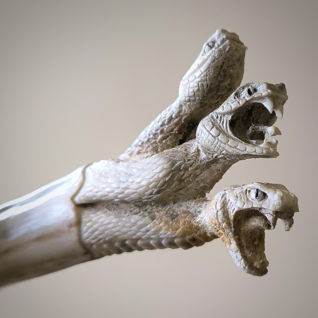 Knife Handle of Deer Antler, Carved Snake (three Snakes) - Etsy