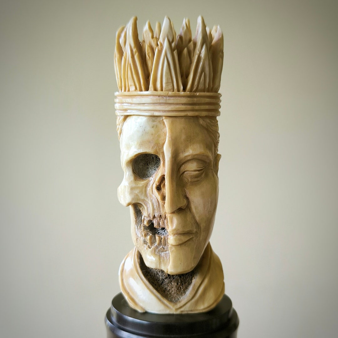 Human Skull Carving of Deer Antler - Etsy