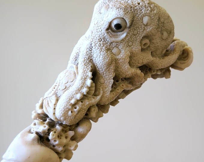 Knife Handle of Deer Antler, Carved Octopus - Etsy