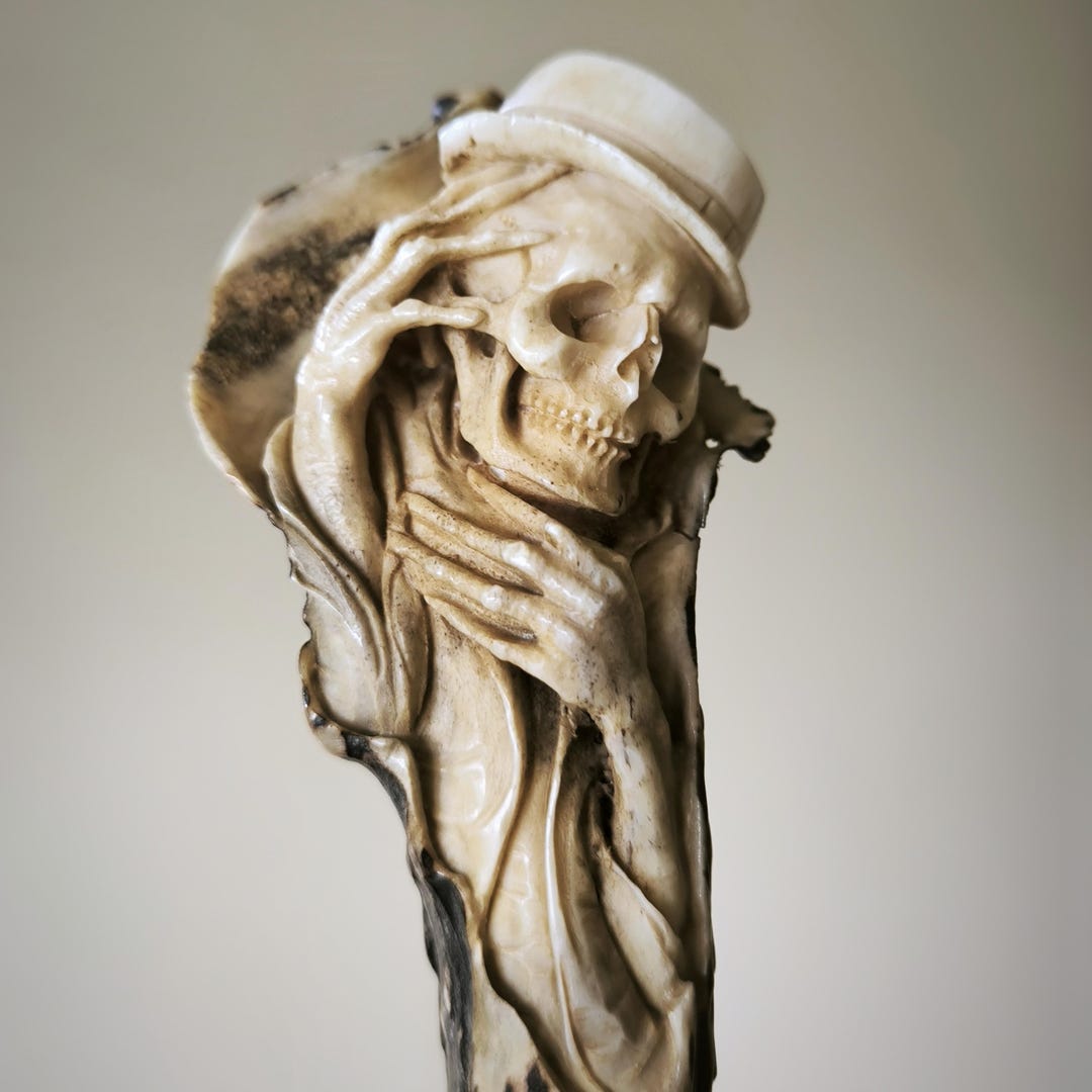 Knife Handle of Deer Antler, Carved Grim Reaper - Etsy