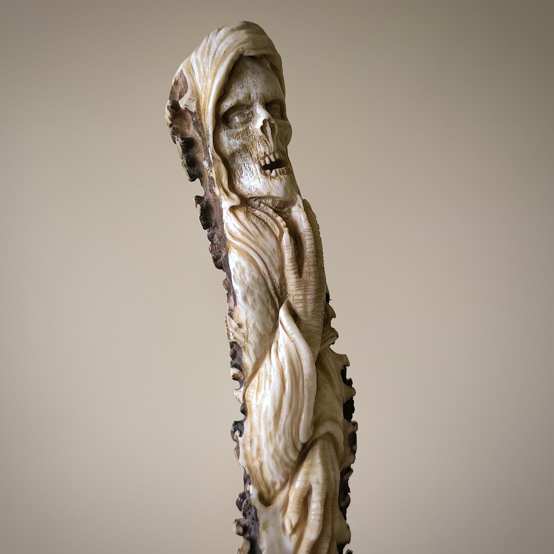 Hand Carved Grim Reaper Statue of Deer Antler - Etsy