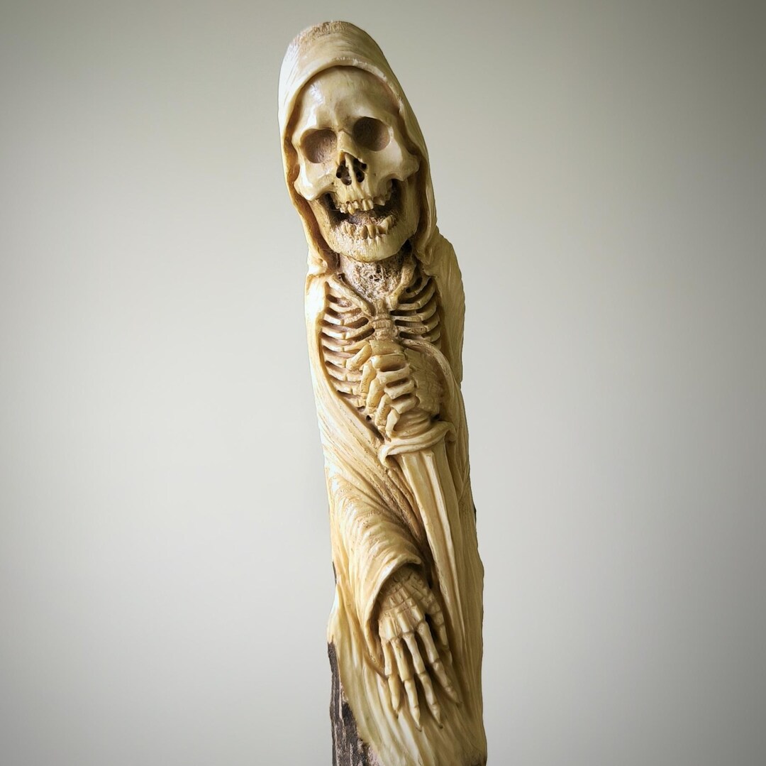 Hand Carved Grim Reaper Statue of Deer Antler - Etsy