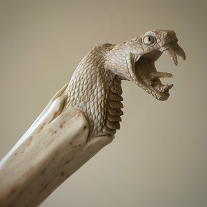 Knife Handle of Deer Antler, Carved Snake - Etsy