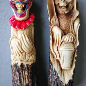 Knife Handle of Deer Antler, Carved Creepy Clown - Etsy