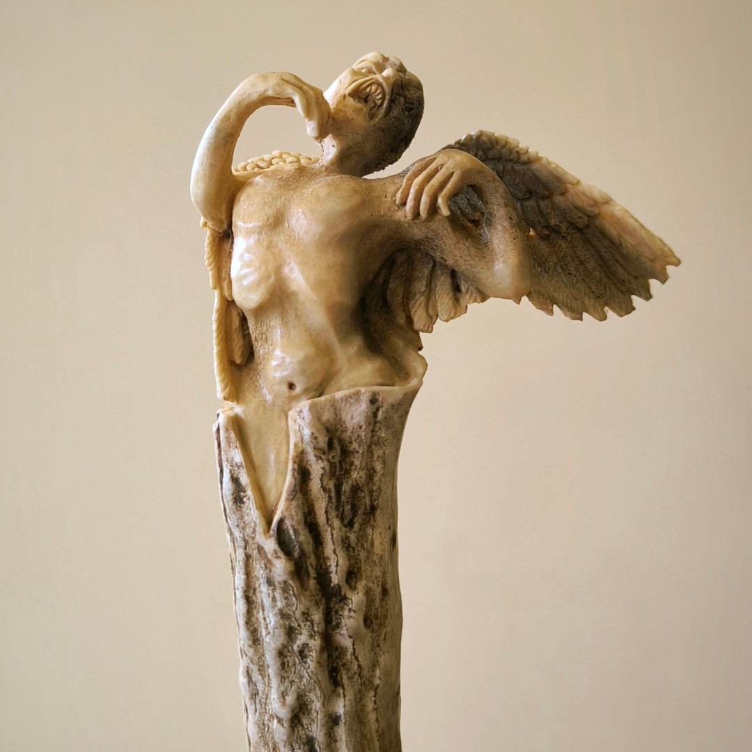 Carved Angel Skeleton Figurine of Deer Antler - Etsy