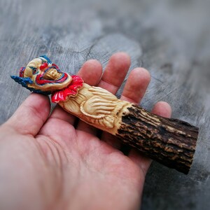 Knife Handle of Deer Antler, Carved Creepy Clown - Etsy