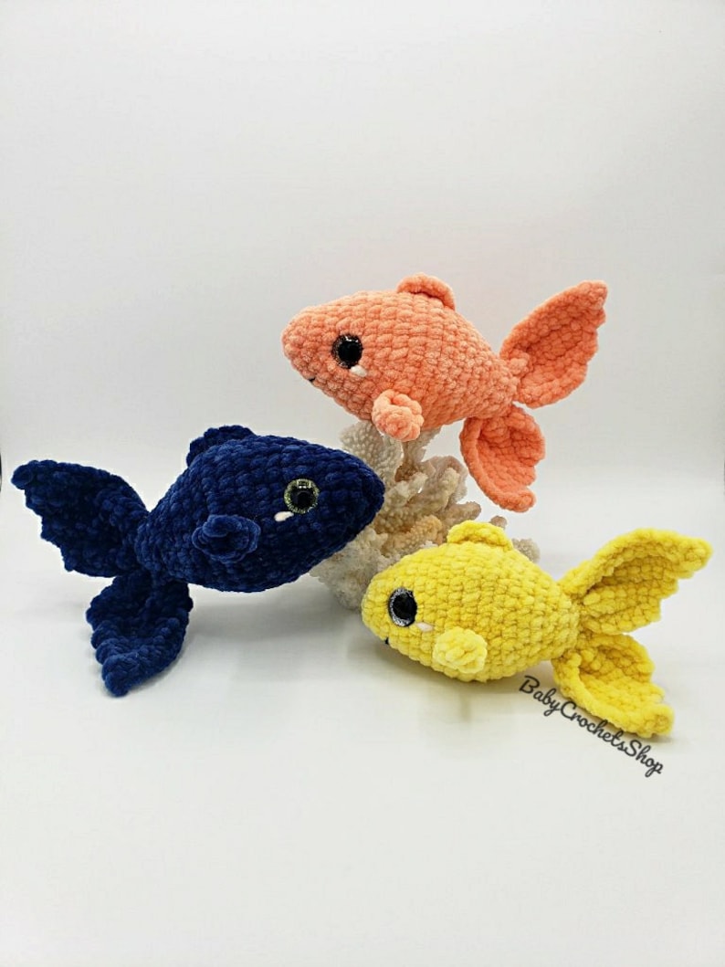Goldfish Plushie Crochet Fish Toy Betta Fish Koi Fish Kawaii Soft Toy ...
