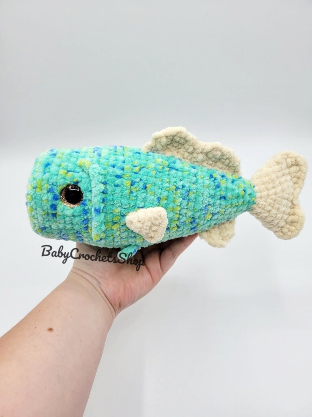 Large Mouth Bass Crochet Plush Toy Stuffed Fish Handmade Plushie Bass ...