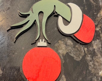 The Grinch Hand Holding Christmas Ornament Flexible Refrigerator Magnet ...