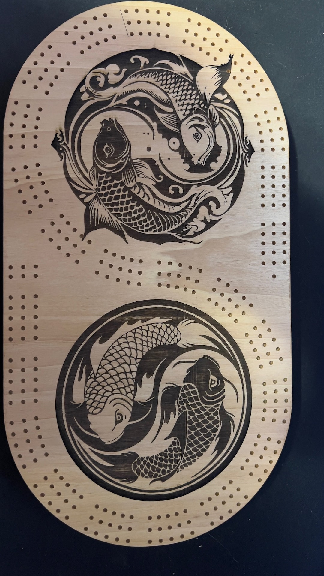 Koi Fish Ying Yang Cribbage Board - Etsy