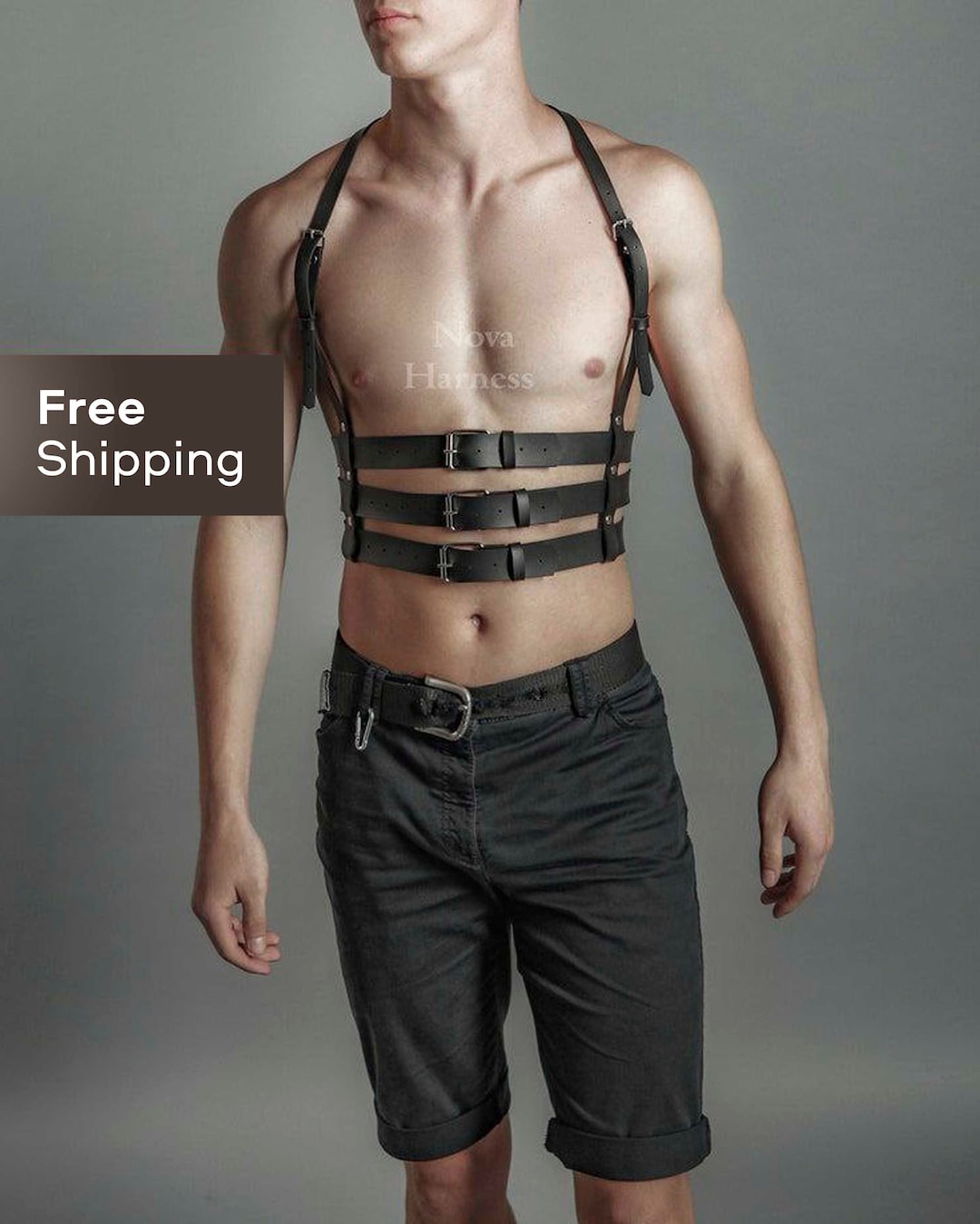 Mens Leather Chest Harness Triple Wrap Waist Harness Bondage - Etsy Israel