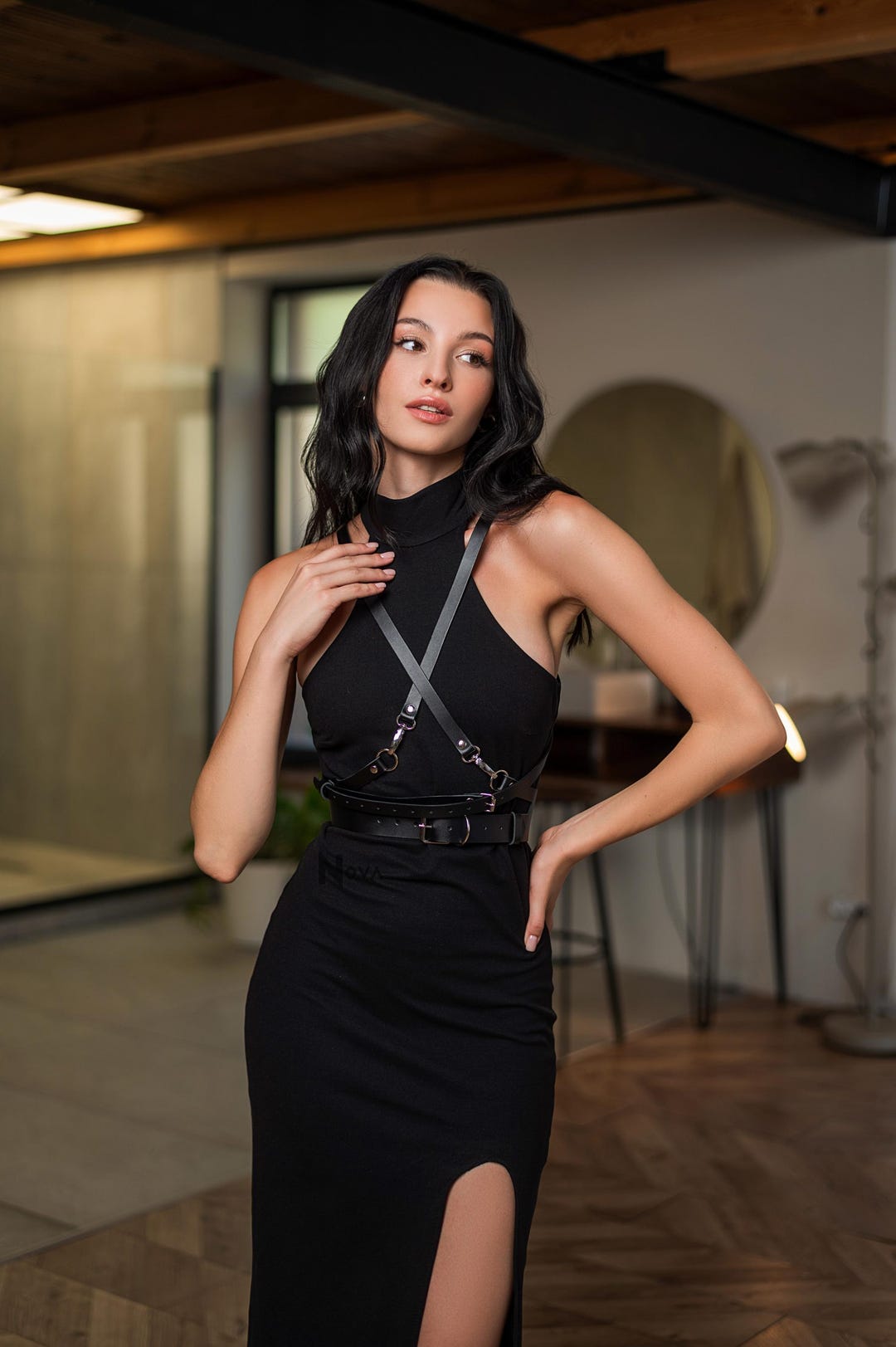 Cross Chest Leather Harness Waist Belt Vegan Top Body Black Wrap Casual ...