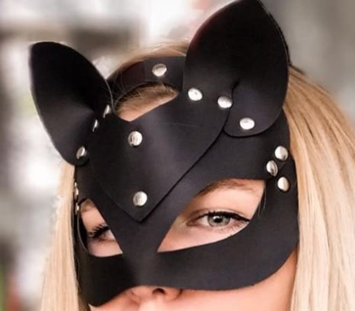 Leather Cat Mask Cosplay Mask Catwoman Bdsm-gear Exclusive | Etsy
