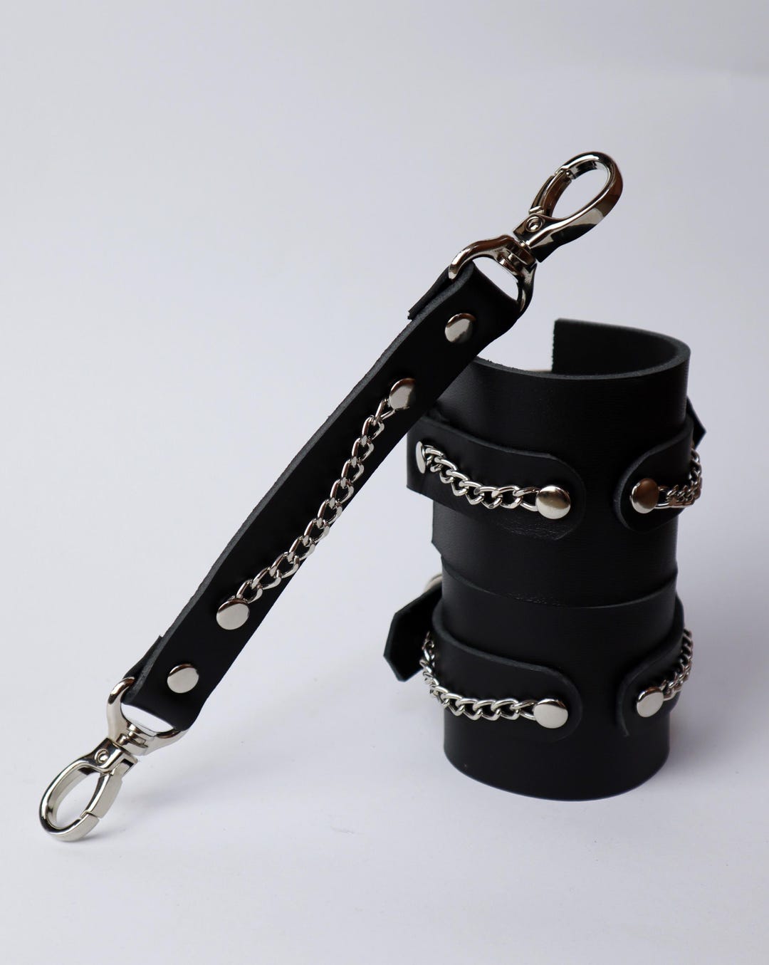 BDSM Leather Handcuffs Black Restraints Dominatrix Submissive Wide ...