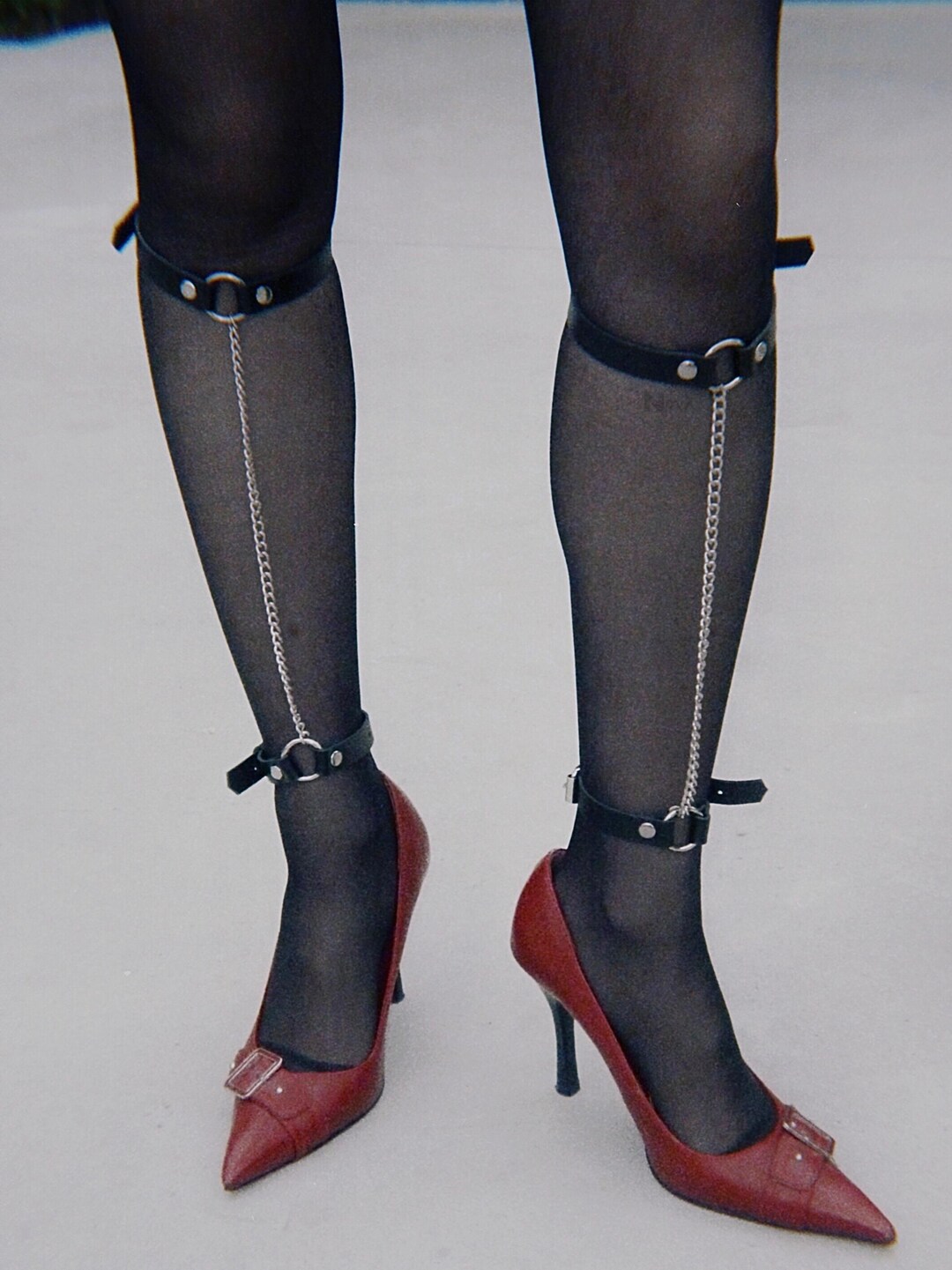 Chain Leg Calf Garter Harness Foot Fetish Vegan or Leather Female Body ...