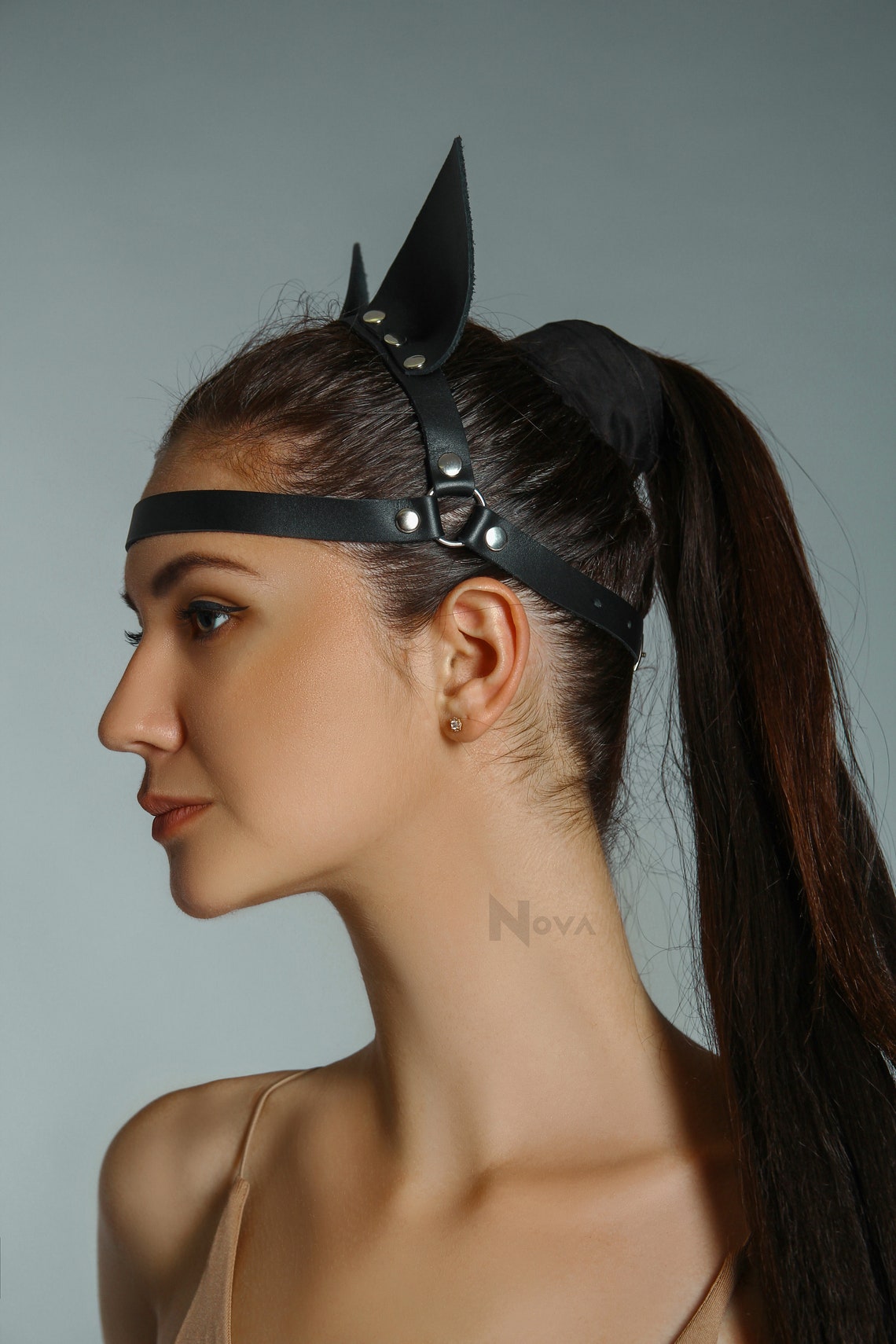 Black Cat Ears Leather Cat Ears Cat Woman Ears Exclusive - Etsy