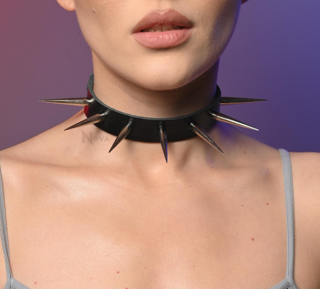 Burning Man Chunky Spiked Choker Collar for Women Gothic Grunge ...