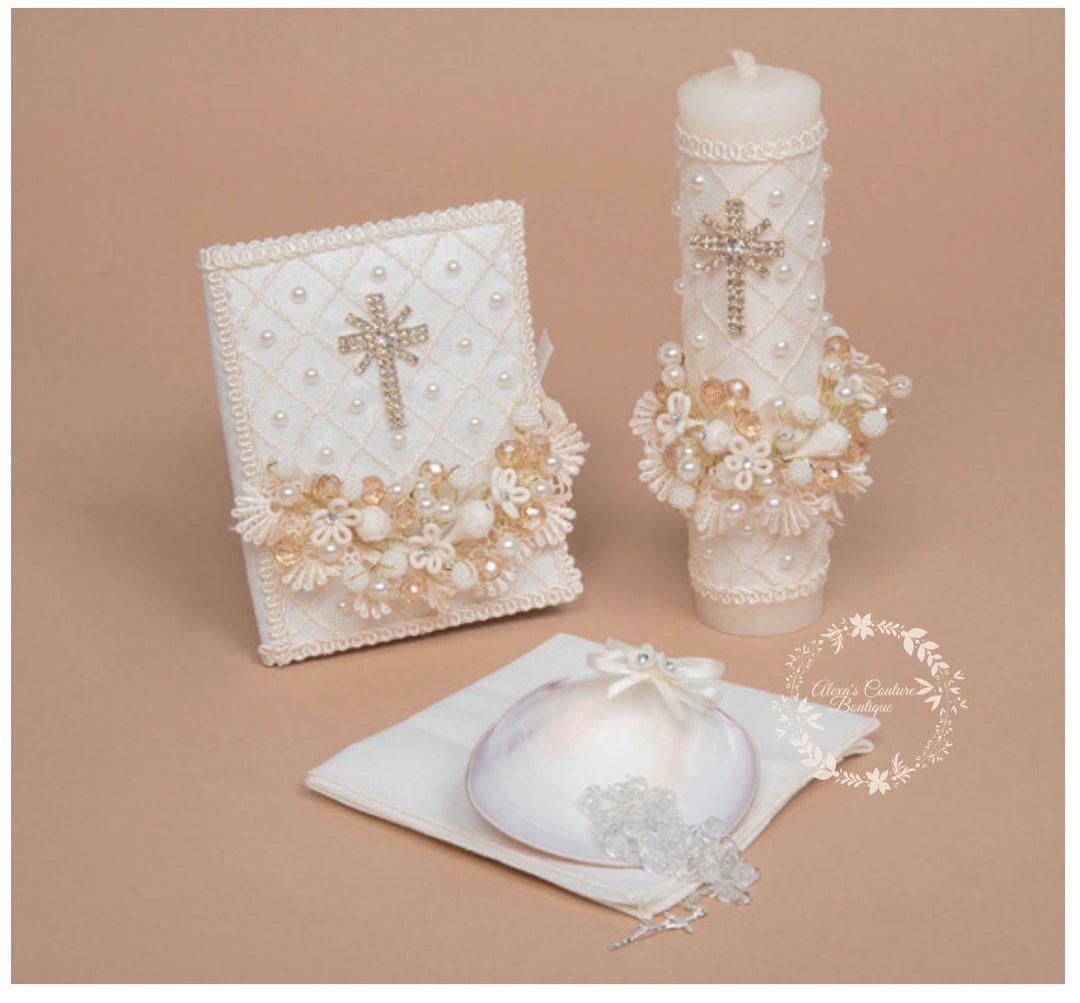 Baptism Candle Set/baptism Candle/vela Para Bautizo Baptism/christening ...