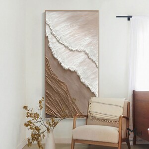 Large Ocean Waves Abstract Painting Large Brown Minimalist Painting Brown Ocean Waves Art Brown ...