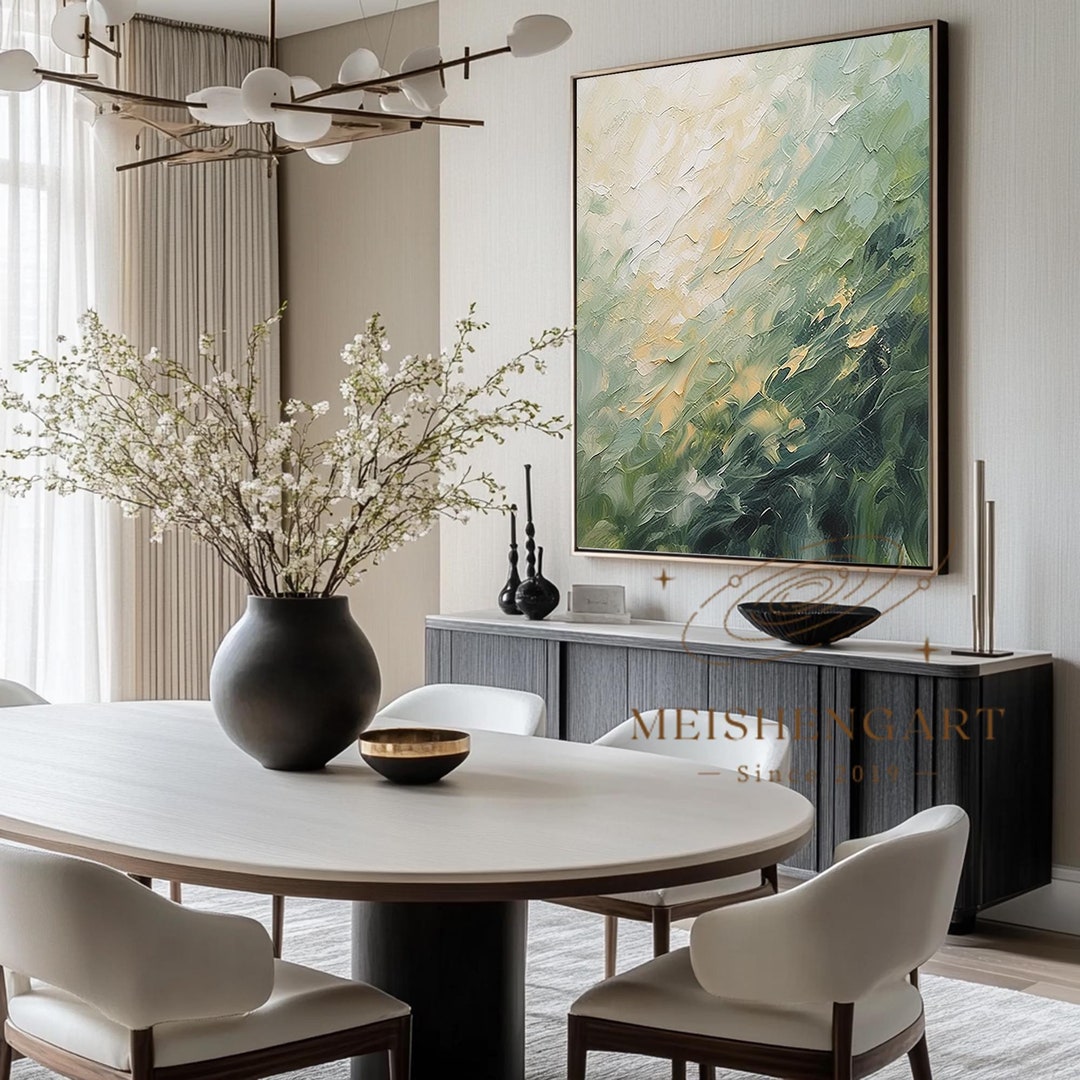 Large Green Abstract Acrylic Painting Original Green Wall Art Green ...