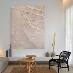 Ocean Waves Painting 3D Texture Painting Beach Landscape Painting Pink ...
