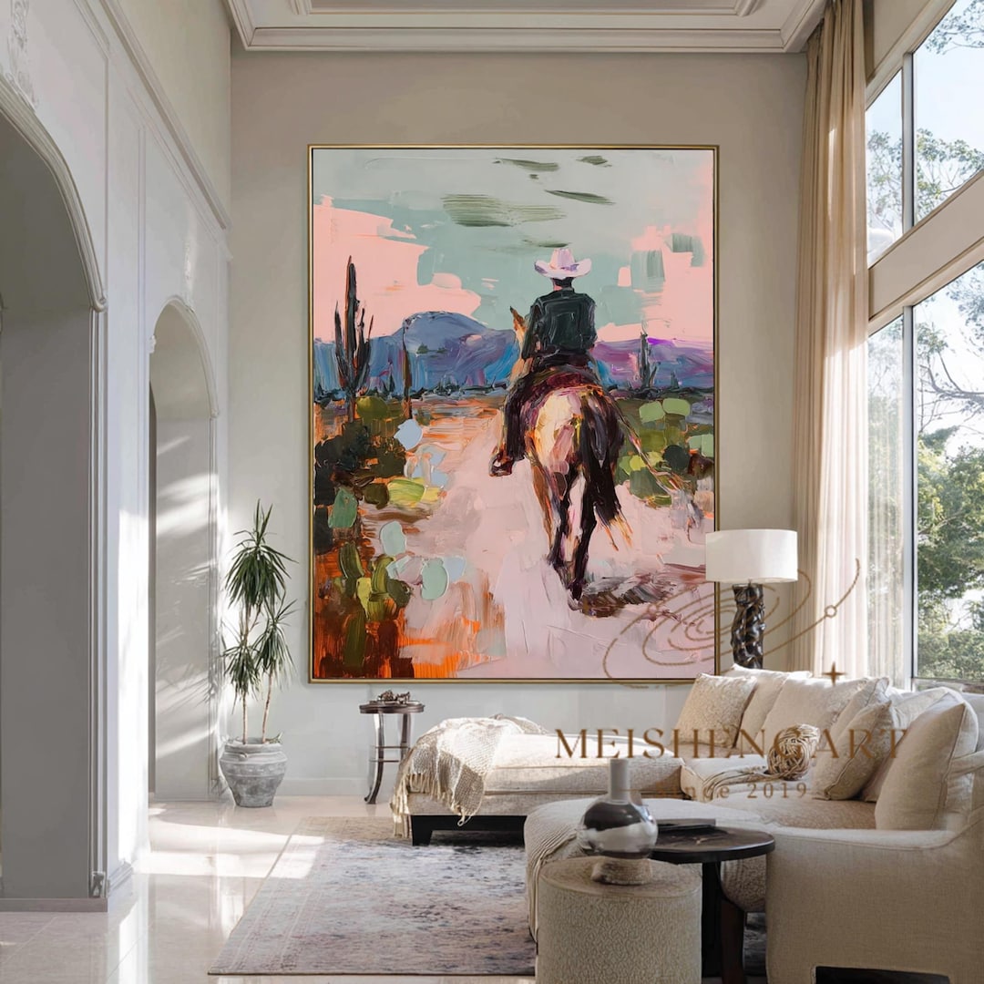 Cowboys Riding Abstract Painting: Colorful Western Horse Art - Etsy