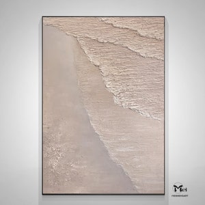Ocean Waves Painting 3D Texture Painting Beach Landscape Painting Pink ...